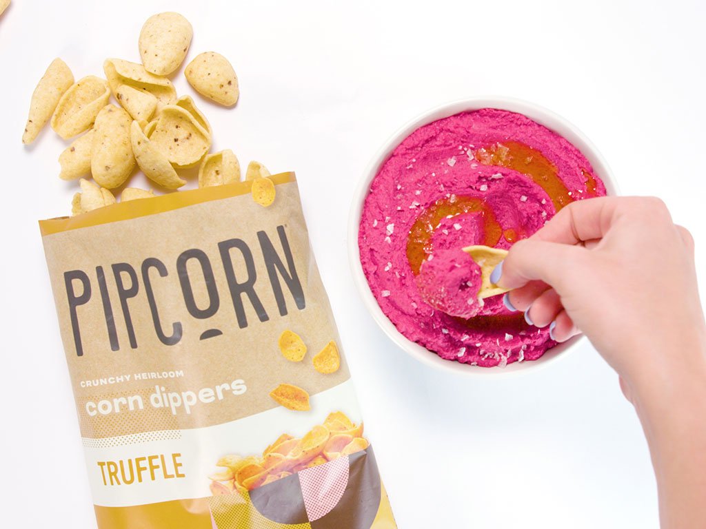 Roasted Beet Hummus Recipe with Truffle Heirloom Corn Dippers – Pip's ...