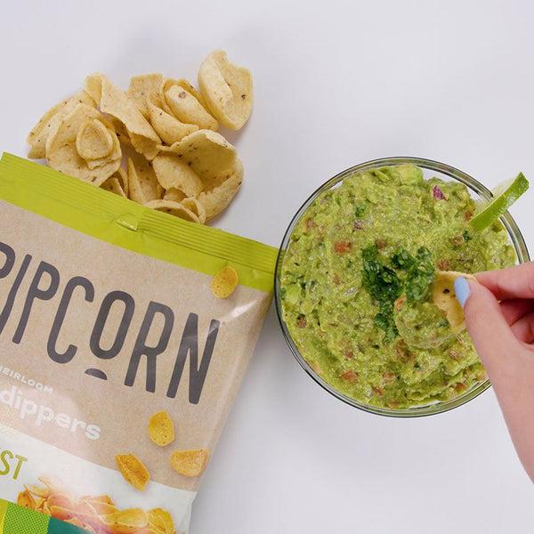 Charred Avocado Guacamole Recipe with Lime Zest Heirloom Corn Dippers ...