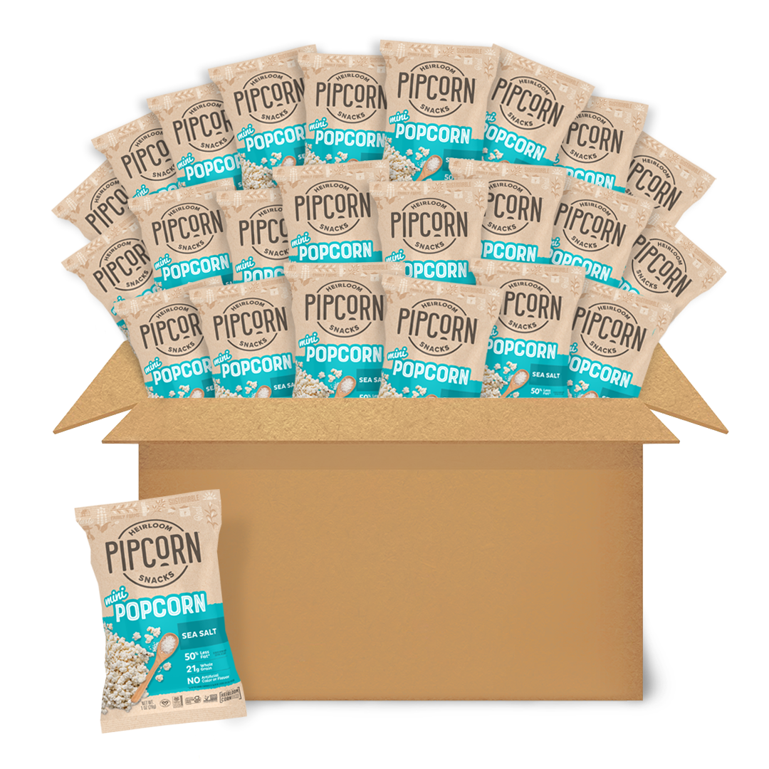 Sea Salt Mini Popcorn | Heirloom Kernels Snack Size | As Seen on Shark ...