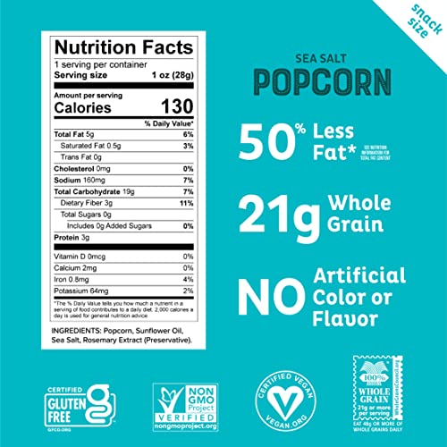 Sea Salt Mini Popcorn | Heirloom Kernels Snack Size | As Seen on Shark ...